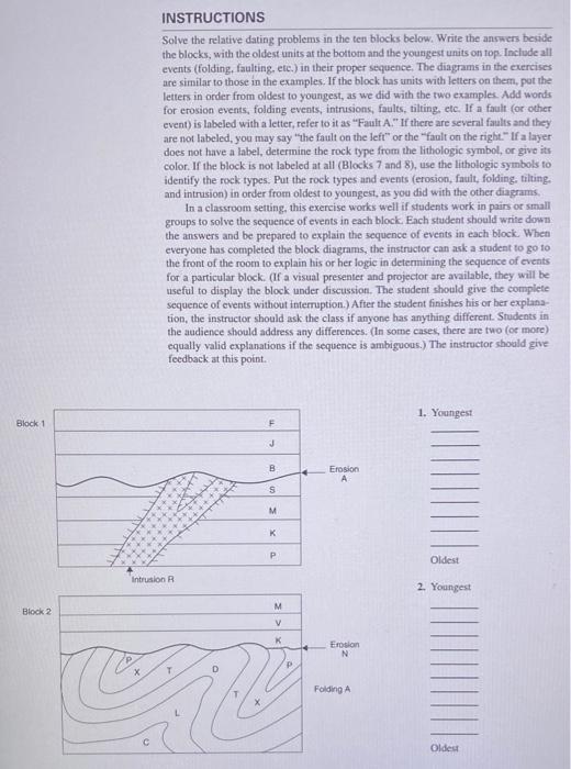 Solved INSTRUCTIONS Solve the relative dating problems in | Chegg.com