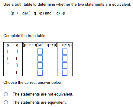 Use a truth table to determine whether the two | Chegg.com