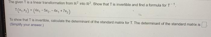 Solved The given Tis a linear transformation from R2 into R2 | Chegg.com