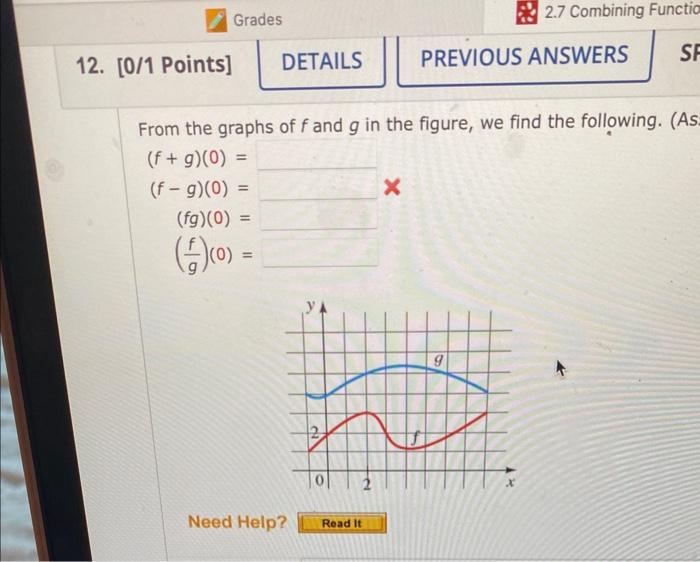 Solved From the graphs of f and g in the figure, we find the | Chegg.com