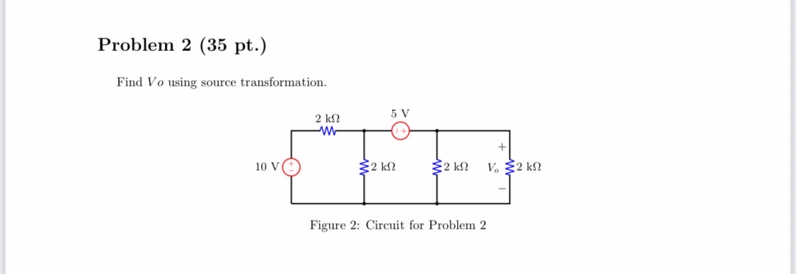 Problem 2Find Vo ﻿using source transformation. | Chegg.com