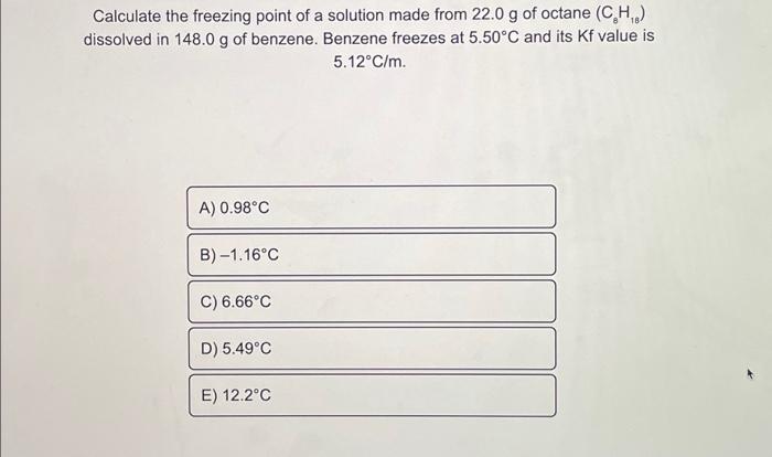 Solved Calculate the freezing point of a solution made from | Chegg.com