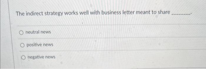 The indirect strategy works well with business letter | Chegg.com