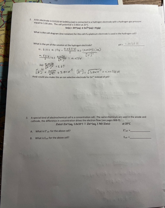 Solved ctrode in 0.0150M CAN do hdrapen electrode with a | Chegg.com