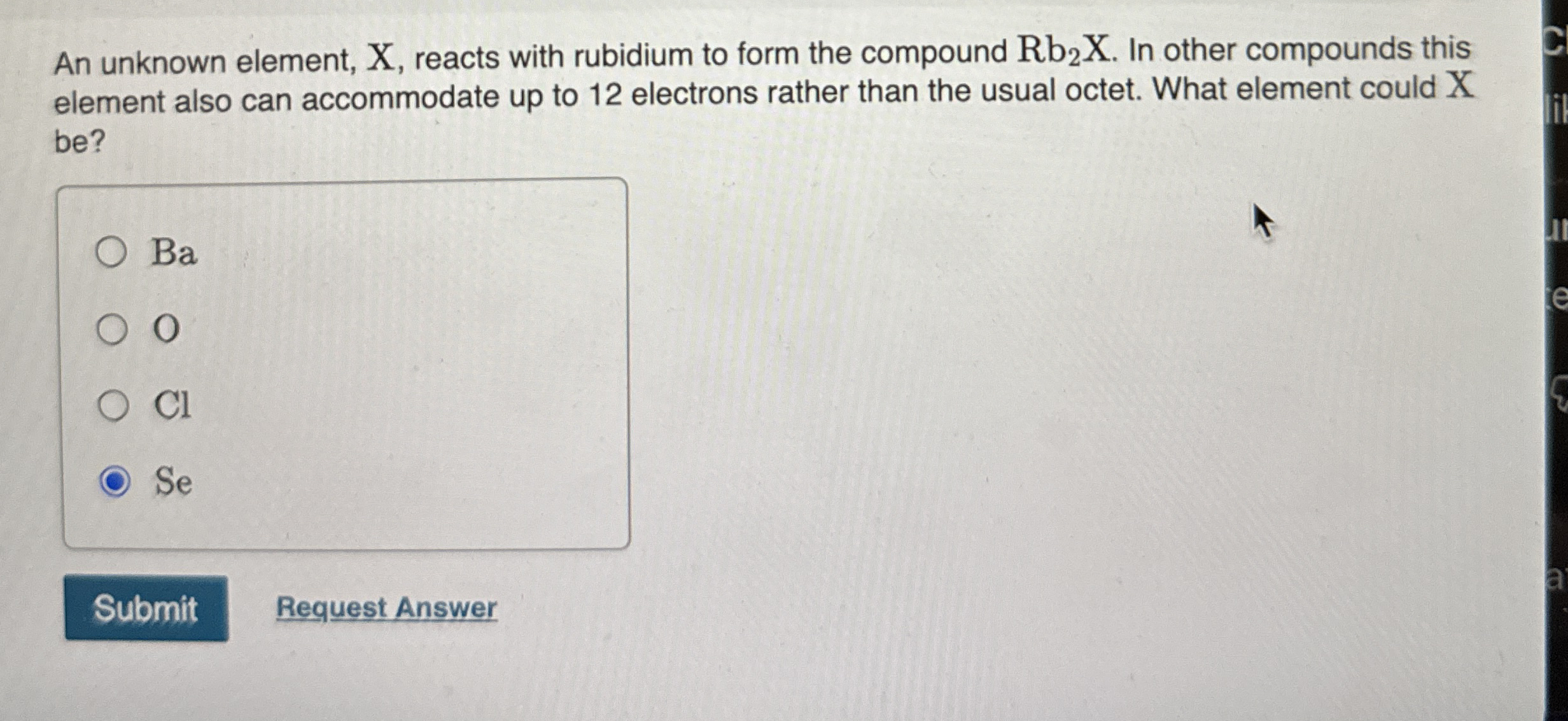 Solved An unknown element, X , reacts with rubidium to form | Chegg.com Solved An unknown element, X , reacts with rubidium to form | Chegg.com