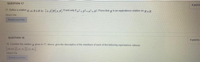 Solved QUESTION 17 17 Define a relation R on RxR by | Chegg.com