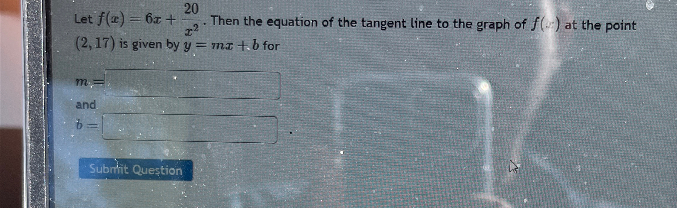 Solved Let f(x)=6x+20x2. ﻿Then the equation of the tangent | Chegg.com