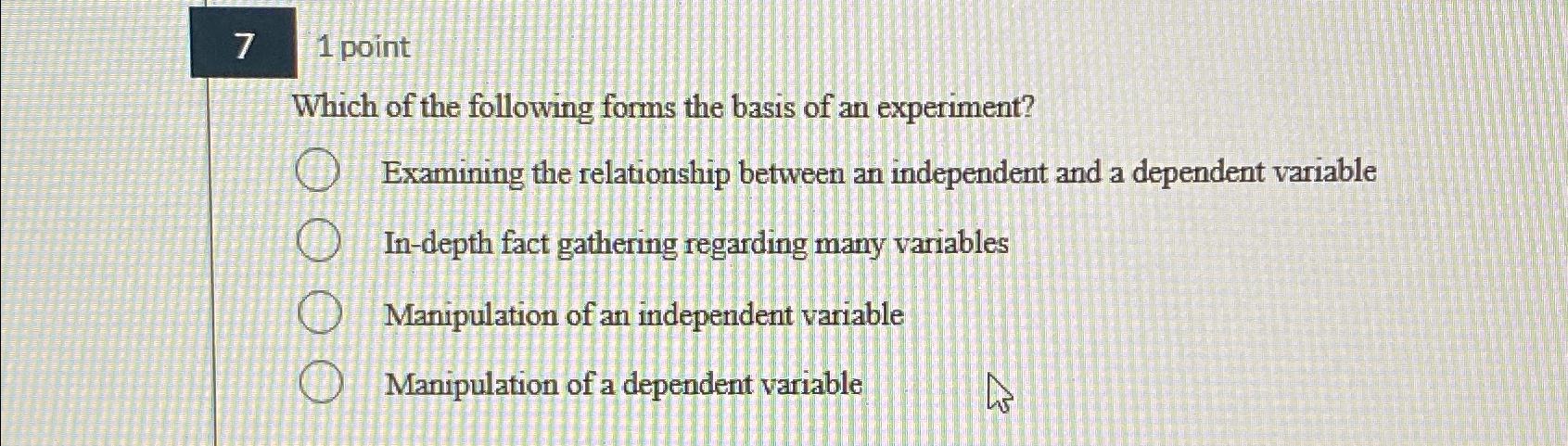 Solved 71 ﻿pointWhich of the following forms the basis of an | Chegg.com