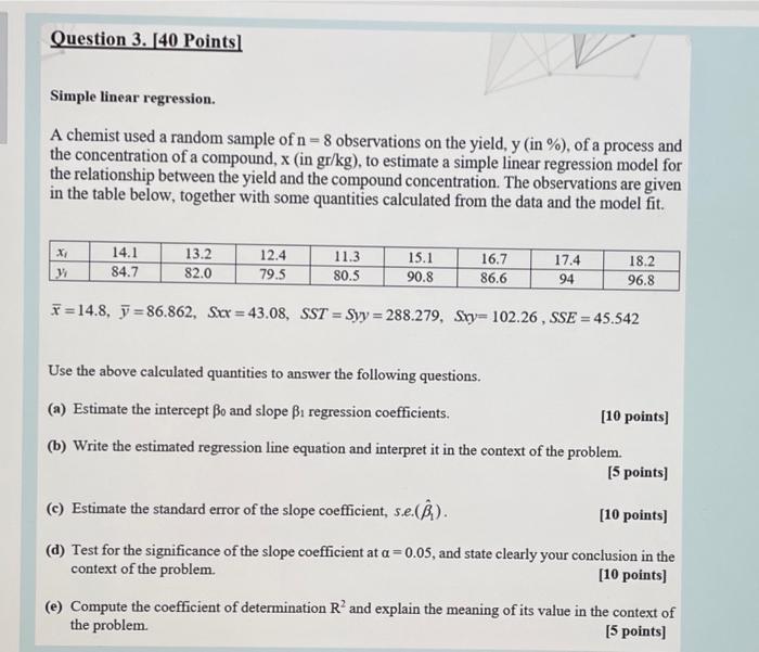 Solved use table and values given to solve the questionmake | Chegg.com