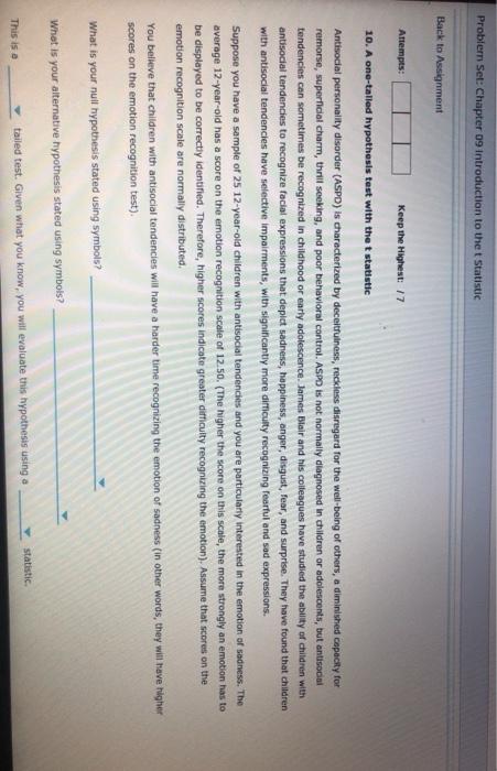 Solved Problem Set: Chapter 09 Introduction to the Statistic | Chegg.com