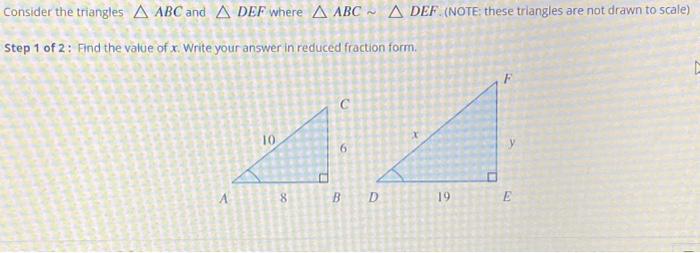 Solved Consider the triangles ABC and A DEF where A ABC~ A | Chegg.com