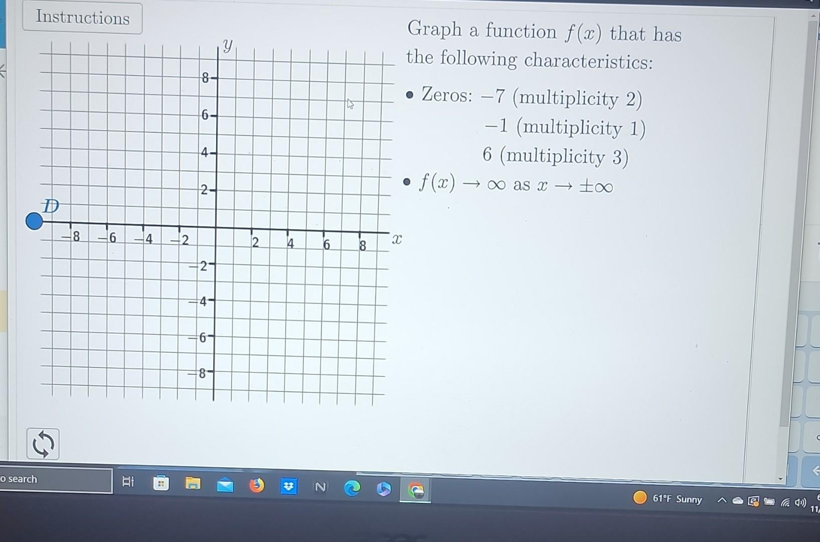 Solved Graph a function f(x) that has the following | Chegg.com