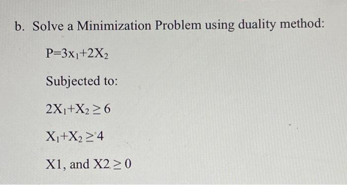 Solved B Solve A Minimization Problem Using Duality Method