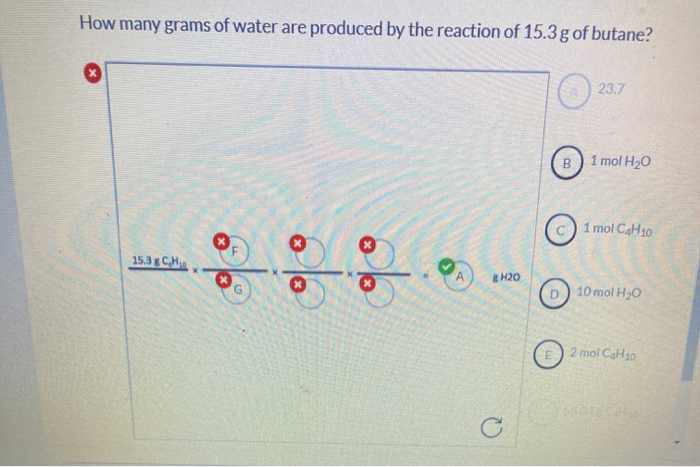 Solved How many grams of water are produced by the reaction | Chegg.com