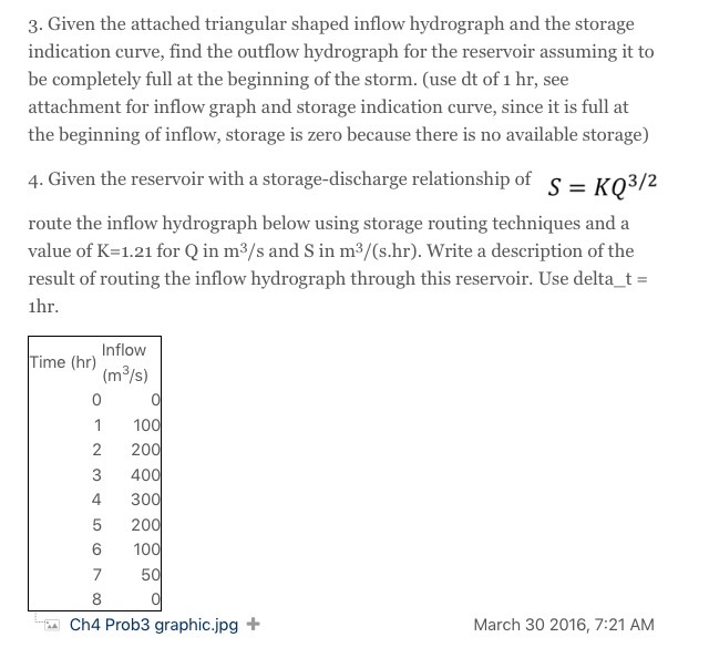 Solved 3. Given the attached triangular shaped inflow | Chegg.com