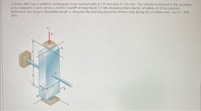 Solved Column ABC has a uniform rectangular cross section | Chegg.com
