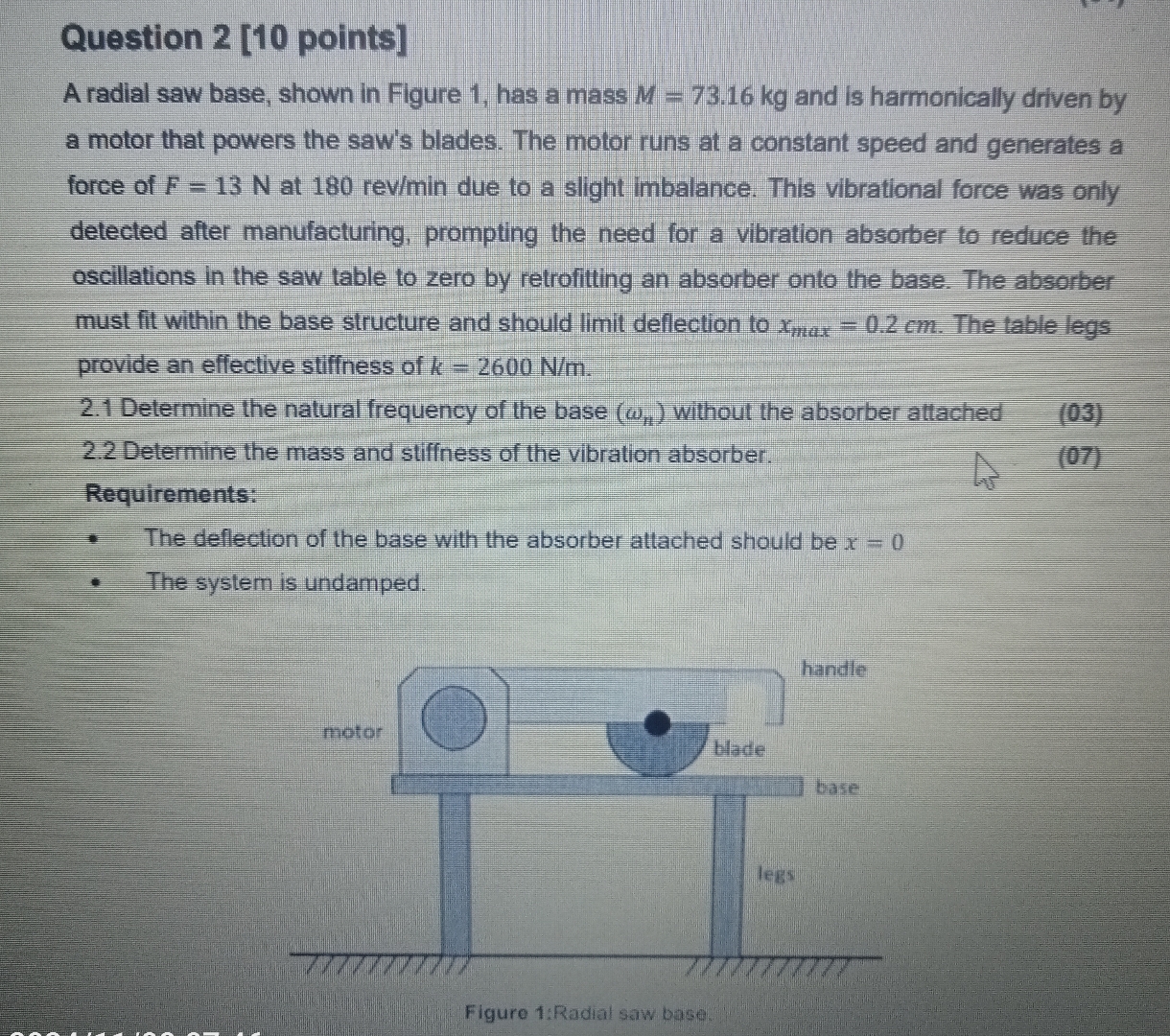 Solved Question 2 [10 ﻿points]A radial saw base, shown in | Chegg.com