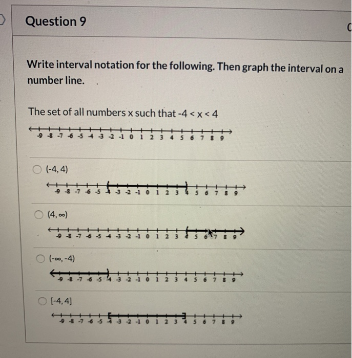 Solved Question 9 Write interval notation for the following. | Chegg.com