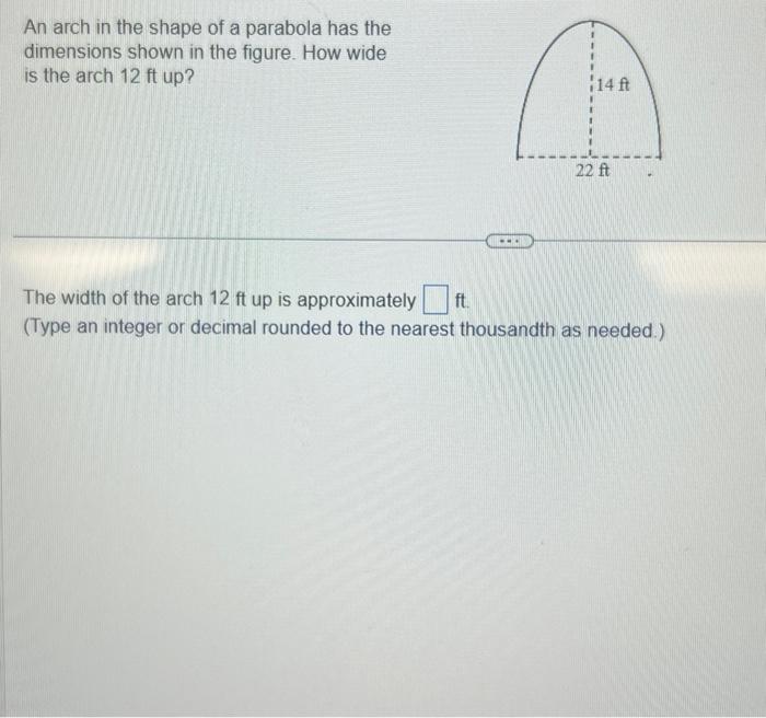 Solved An arch in the shape of a parabola has the dimensions | Chegg.com