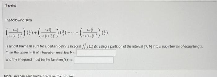 Solved The following sum | Chegg.com