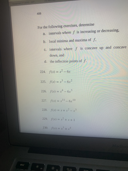 Solved For the following exercises, determine a intervals | Chegg.com