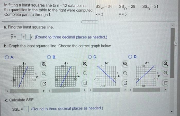 Solved In fitting a least squares line to n= 12 data points, | Chegg.com