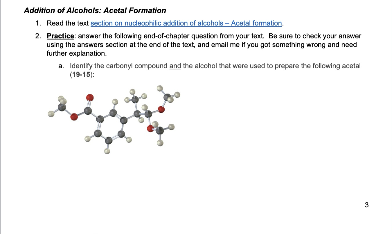 Solved Addition of Alcohols: Acetal FormationRead the text | Chegg.com