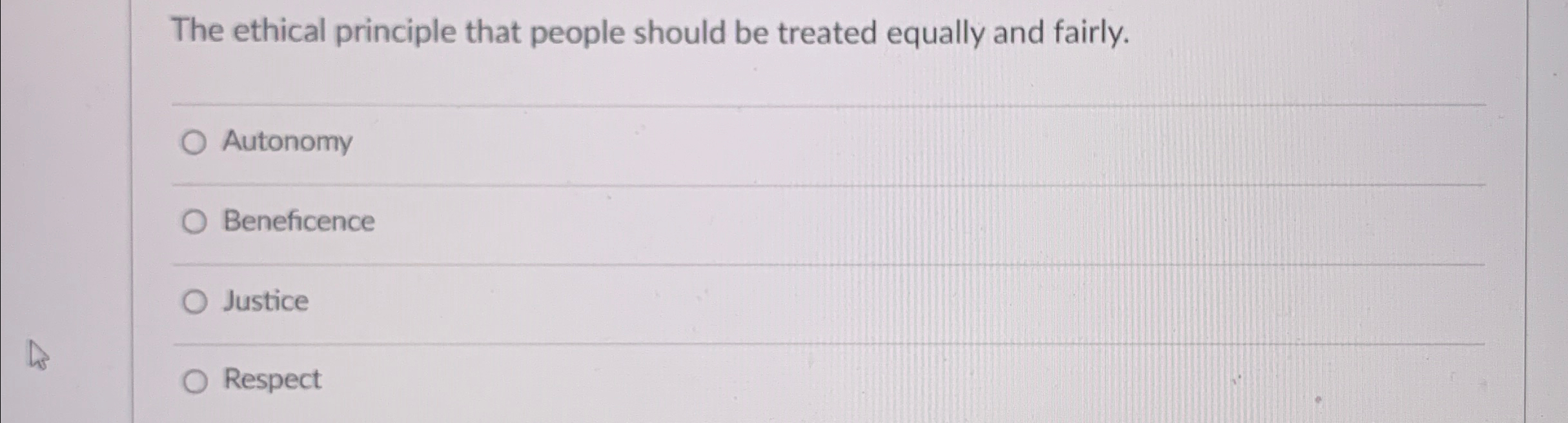 Solved The ethical principle that people should be treated | Chegg.com