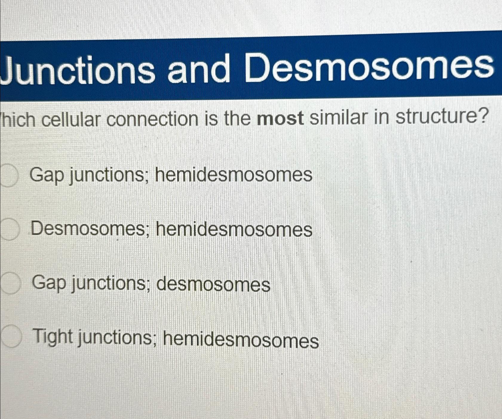 Solved Junctions and Desmosomeshich cellular connection is | Chegg.com