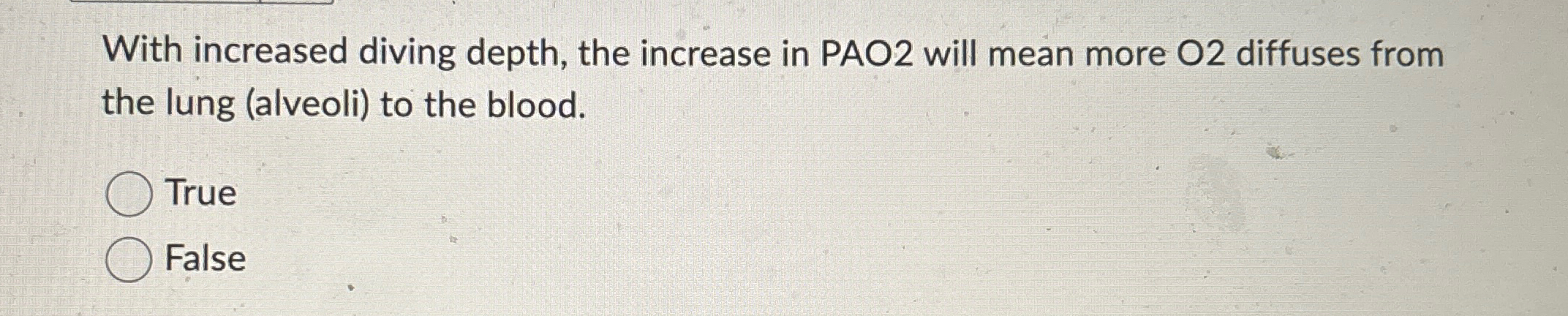 Solved With increased diving depth, the increase in PAO2 | Chegg.com