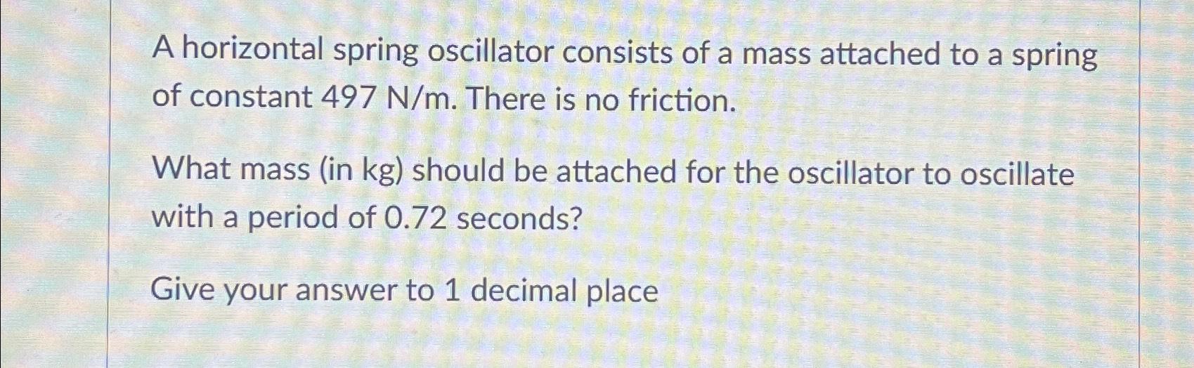 Solved A horizontal spring oscillator consists of a mass | Chegg.com