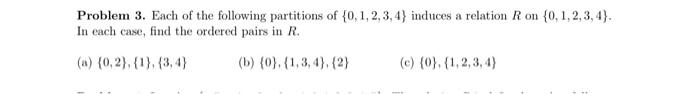 Solved Problem 3. Each of the following partitions of | Chegg.com