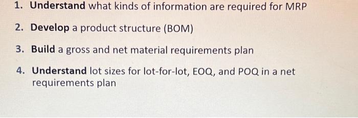 Solved 1. Understand what kinds of information are required | Chegg.com