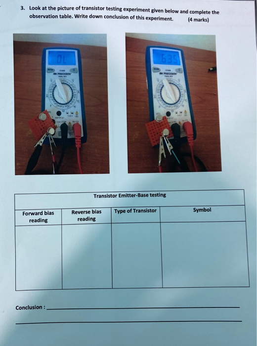 3. Look at the picture of transistor testing | Chegg.com