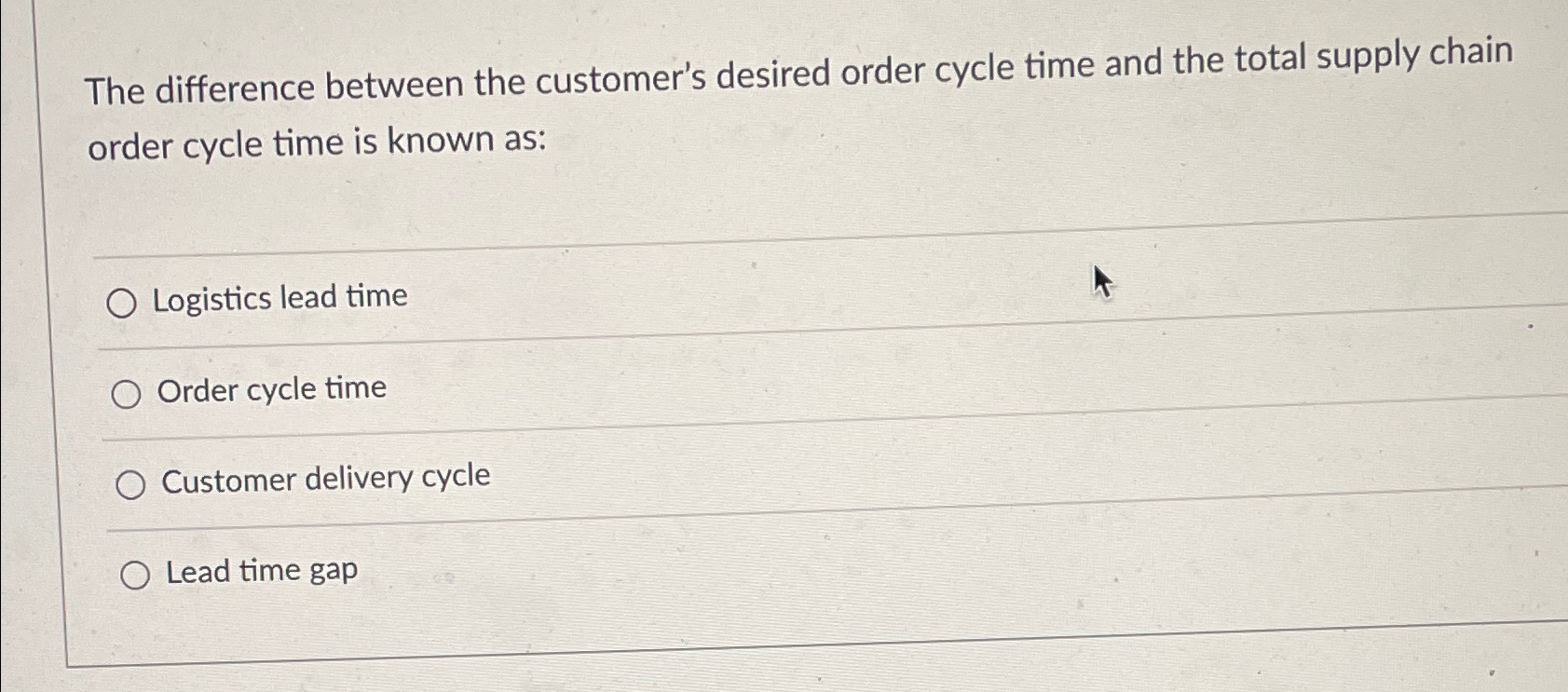 Solved The difference between the customer's desired order | Chegg.com