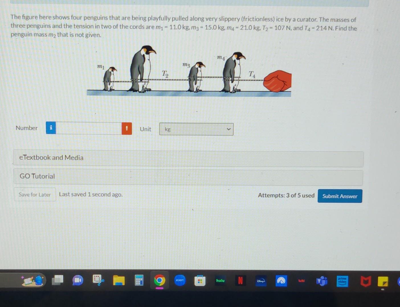 Solved The figure here shows four penguins that are being | Chegg.com