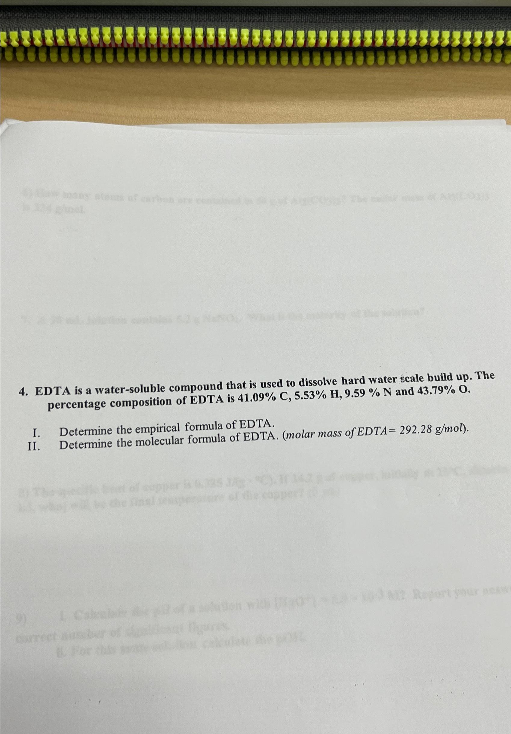 Solved EDTA is a water-soluble compound that is used to | Chegg.com