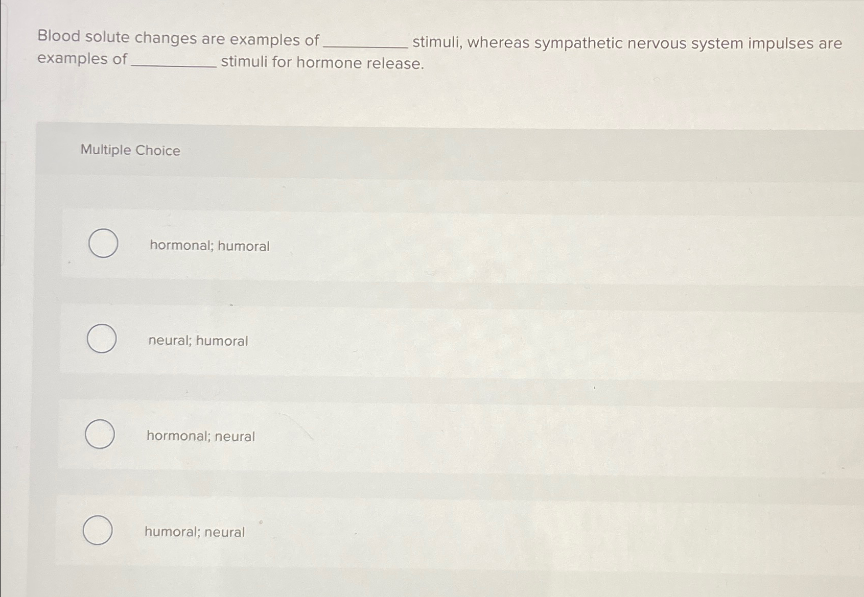 Solved Blood solute changes are examples of stimuli, whereas | Chegg.com