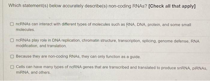 Which statement(s) below accurately describe(s) | Chegg.com