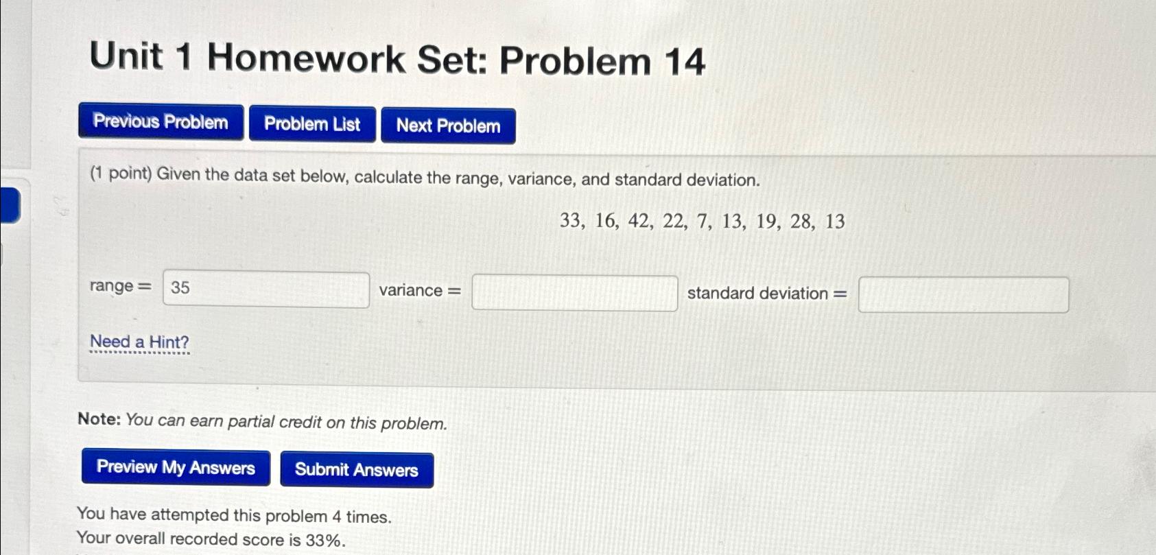 Solved Unit 1 ﻿Homework Set: Problem 14(1 ﻿point) ﻿Given the | Chegg.com