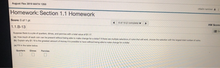 Solved August Flex 2019 MATH 1350 Homework: Section 1.1 | Chegg.com