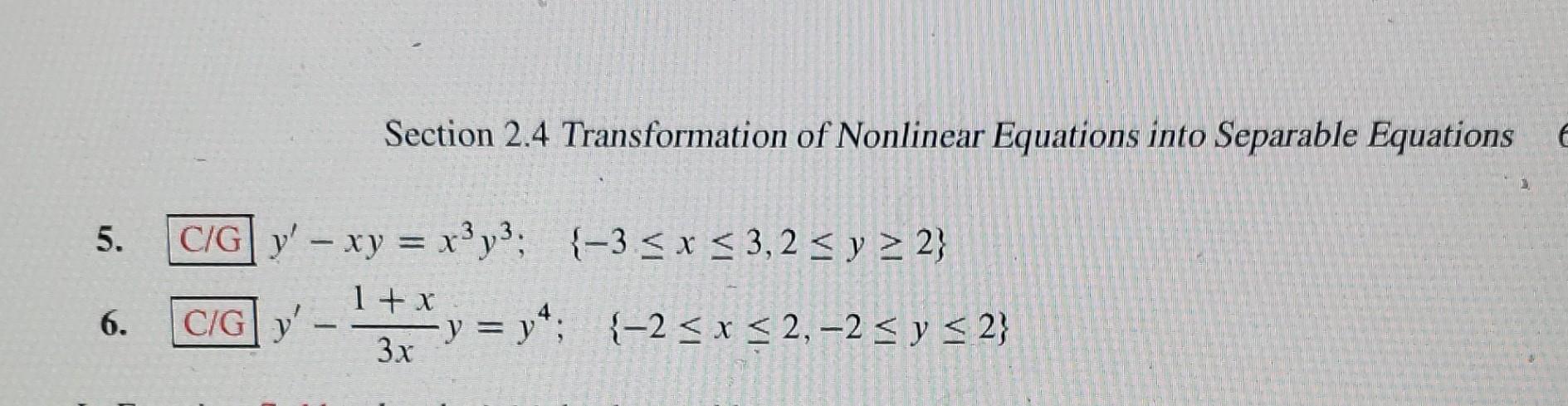 Solved Section 2.4 Transformation of Nonlinear Equations | Chegg.com