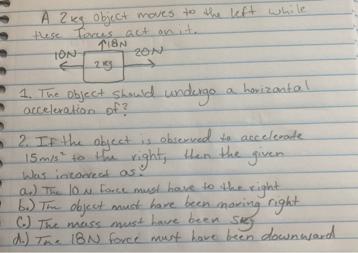 Solved 3 forces, 20N to the right, 10N to the left and | Chegg.com