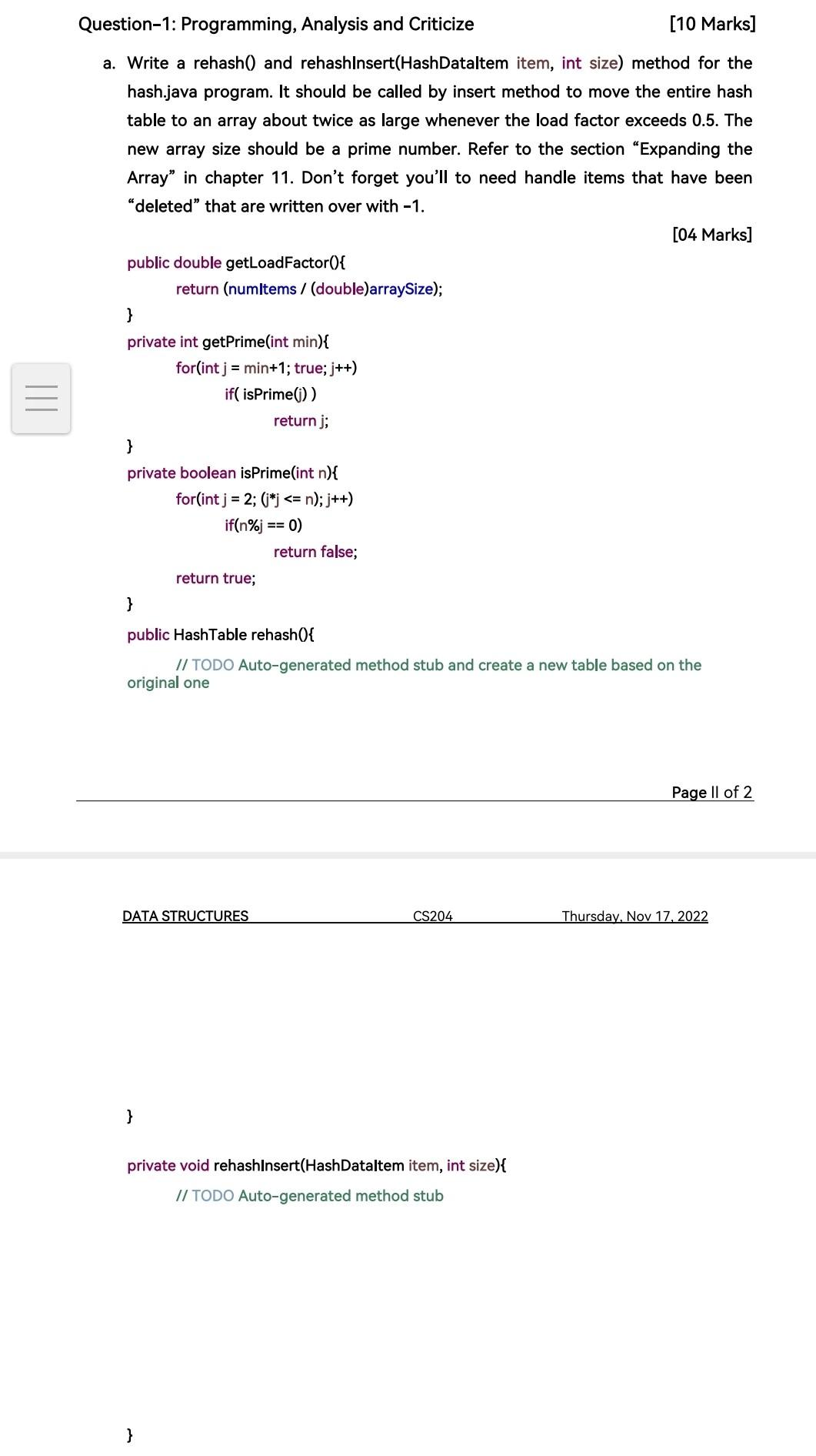 Solved Question-1: Programming, Analysis and Criticize [10 | Chegg.com