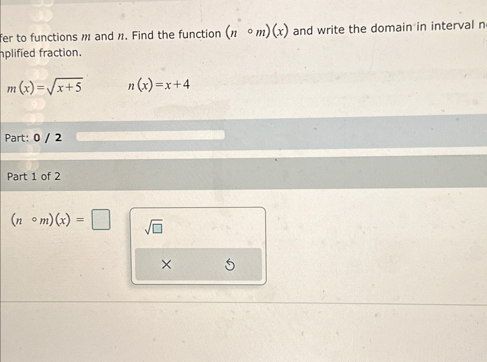 Solved fer to functions m ﻿and n. ﻿Find the function | Chegg.com