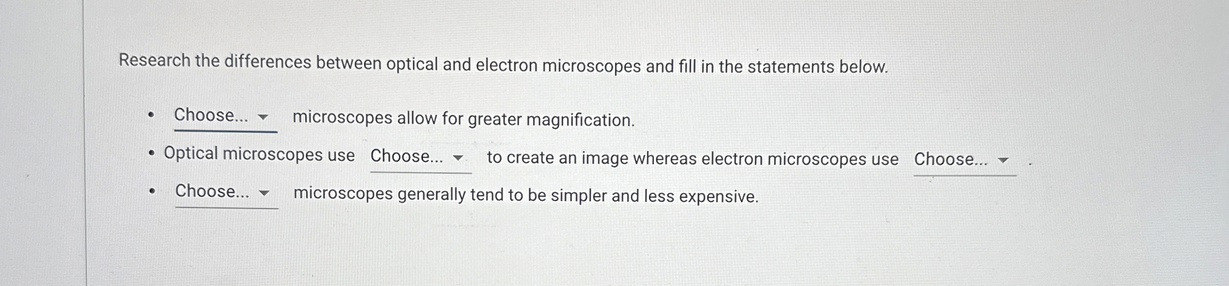 Solved Research the differences between optical and electron | Chegg.com