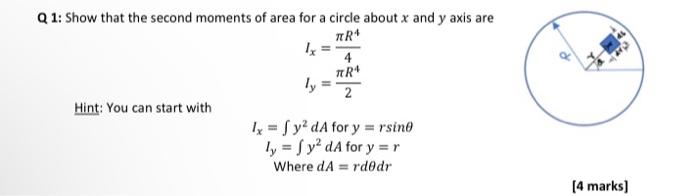 Solved Q 1: Show that the second moments of area for a | Chegg.com