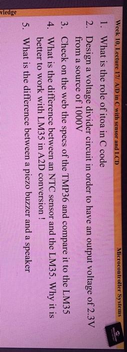 Solved Week 10, Lecture 17/ ADD in C with sensor and LCD 1. | Chegg.com