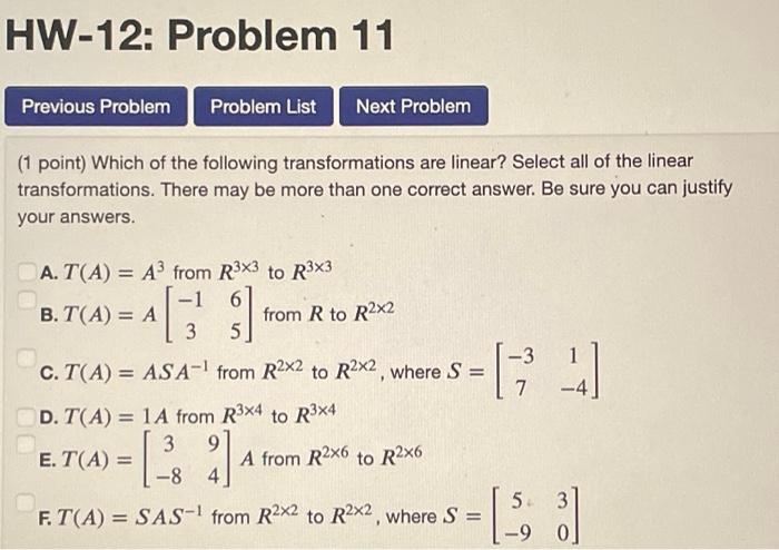 Solved HW-12: Problem 11 Previous Problem Problem List Next | Chegg.com