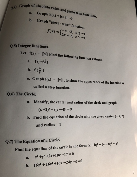 Solved Q 4 Graph Of Absolute Value And Piece Wise Chegg